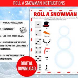 Roll a Snowman Printable, Roll a Christmas Tree, Roll a Dice Bundle ...