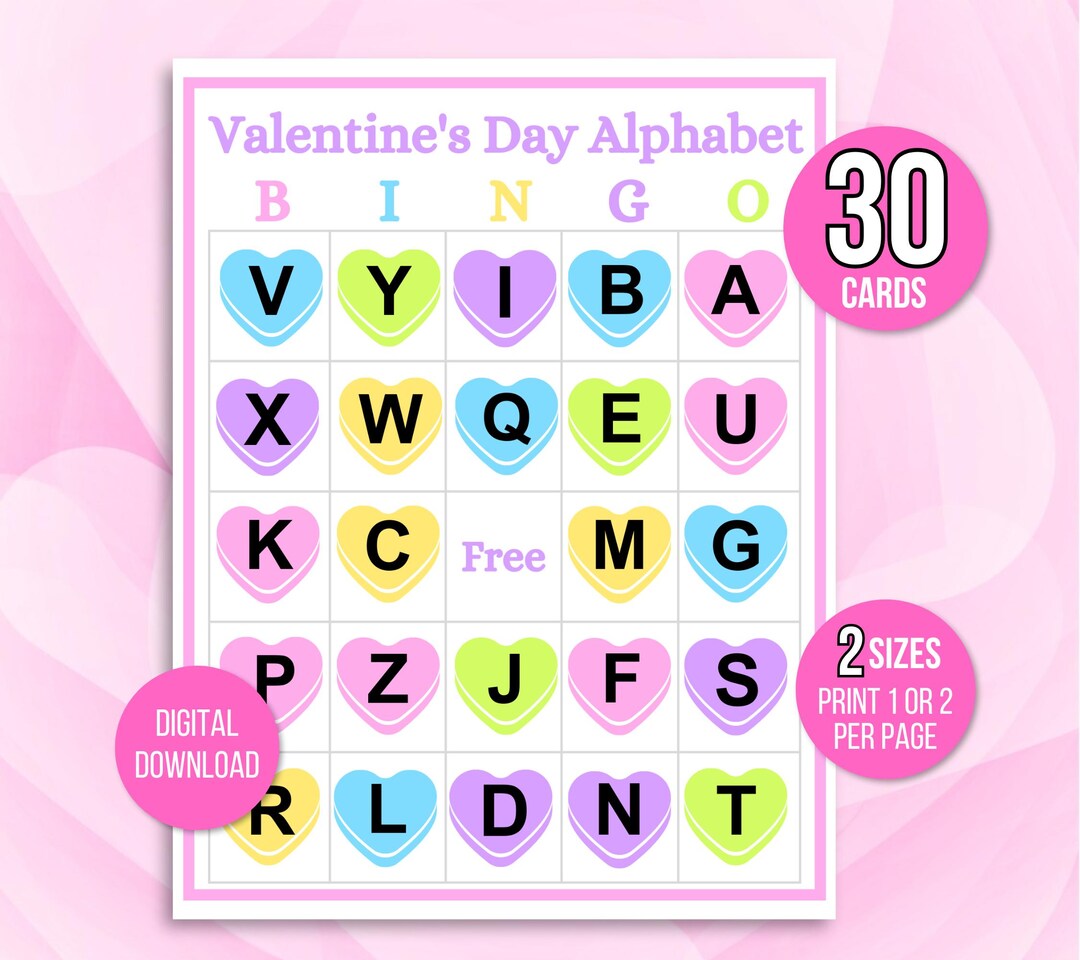 Valentine's Day Bingo Game for Kids: Instant Digital Download ...