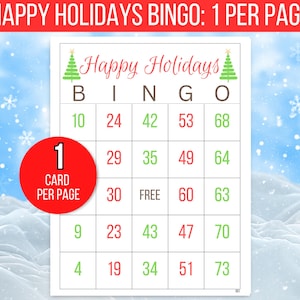 300 Holiday Bingo Cards, Happy Holiday Game, 1, 2, or 4 per Page ...