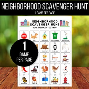 Neighborhood Scavenger Hunt for Kids, Outdoor Nature Scavenger Hunt ...