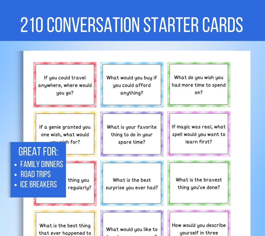 210 Conversation Cards, Conversation Starters, Road Trip Conversation ...