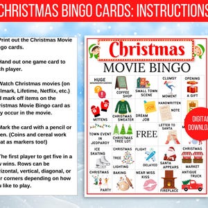 Christmas Movie Bingo, 50 Christmas Bingo Cards, Hallmark Movie Bingo ...