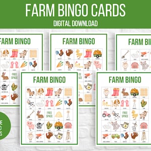 Farm Bingo, 30 Printable Farm Bingo Cards, Barnyard Bingo, Barnyard ...