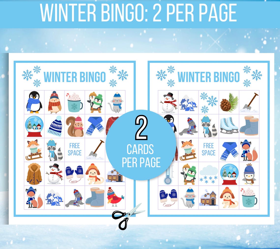 Winter Bingo, 30 Printable Winter Bingo Cards, Winter Activity for Kids ...