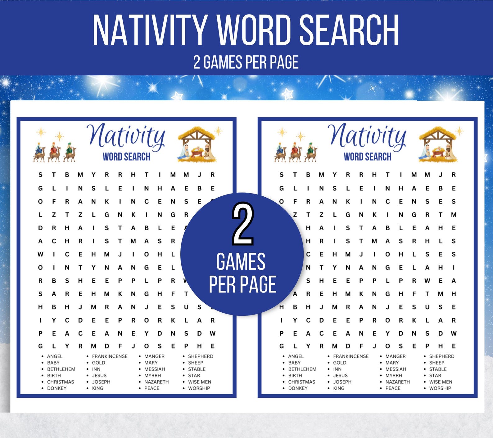 Nativity Word Search, Fun Nativity Game, Printable Nativity Game ...