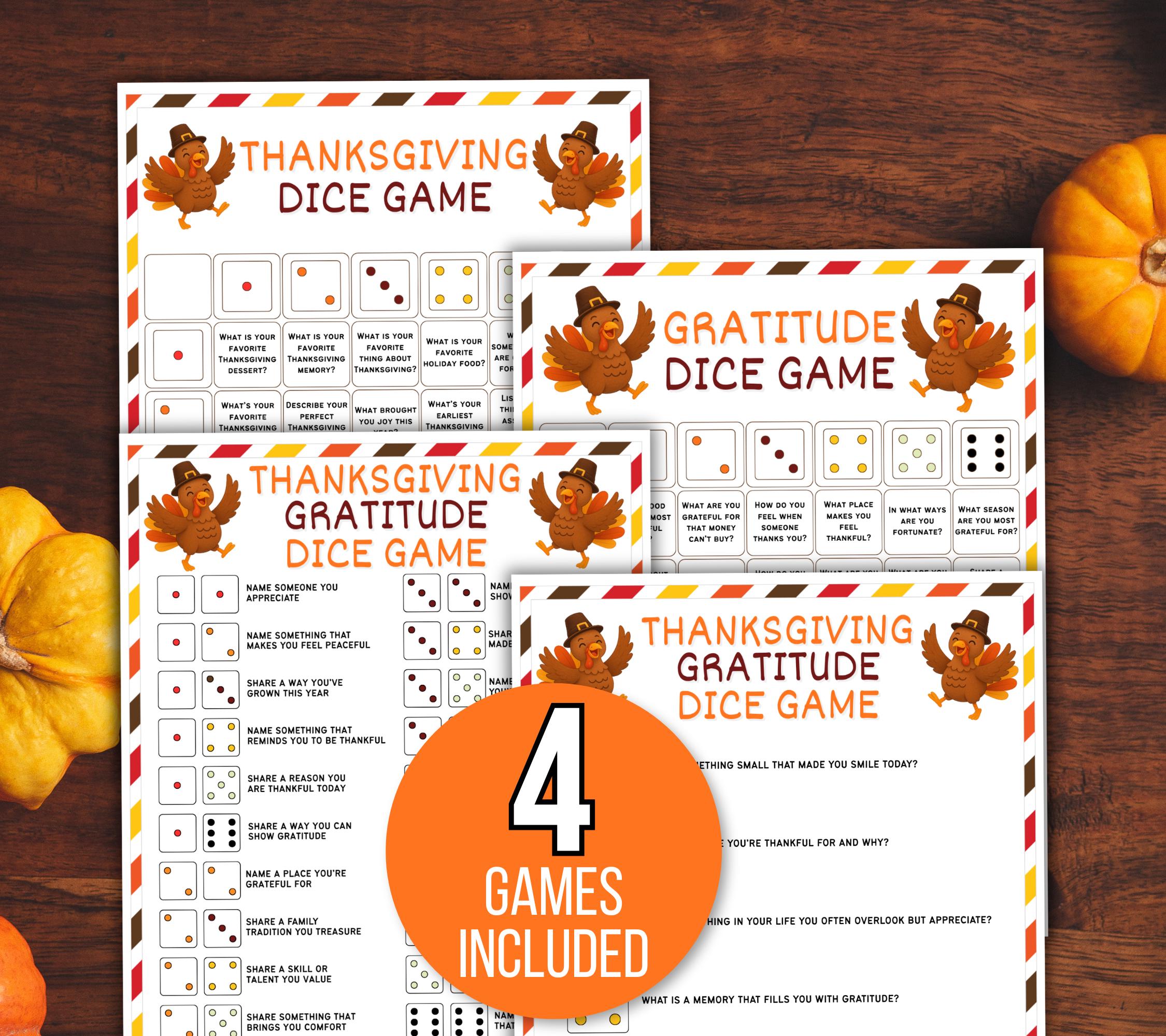 Thanksgiving Dice Game, Thanksgiving Gratitude Dice Games, Thanksgiving ...