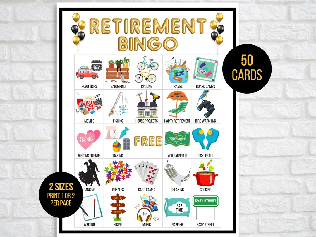 Retirement Bingo, 50 Retirement Bingo Cards, Retirement Activity ...