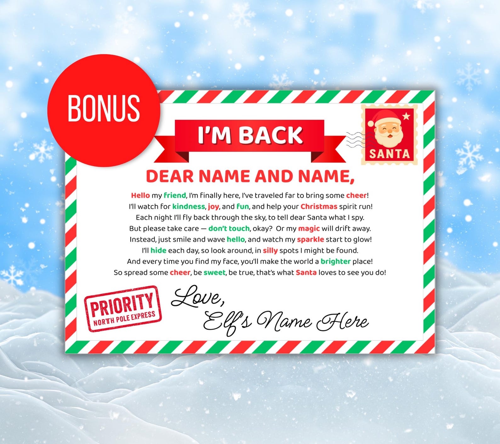 EDITABLE Elf Shipping Label, Printable Elf Arrival Box Shipping Label ...