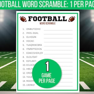 Football Word Scramble, Printable Football Word Scramble, Football ...