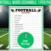 Football Word Scramble, Printable Football Word Scramble, Football ...