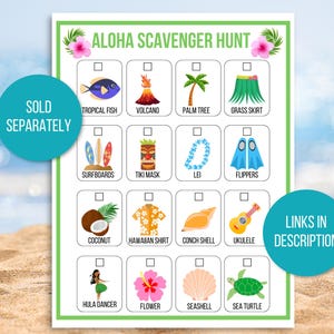 Aloha Bingo, Luau Bingo, Hawaiian Bingo, 30 Printable Luau Bingo Cards ...