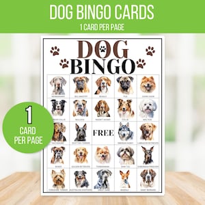 Dog Bingo, 30 Printable Dog Bingo Cards, Dog Birthday Party Game, Dog ...