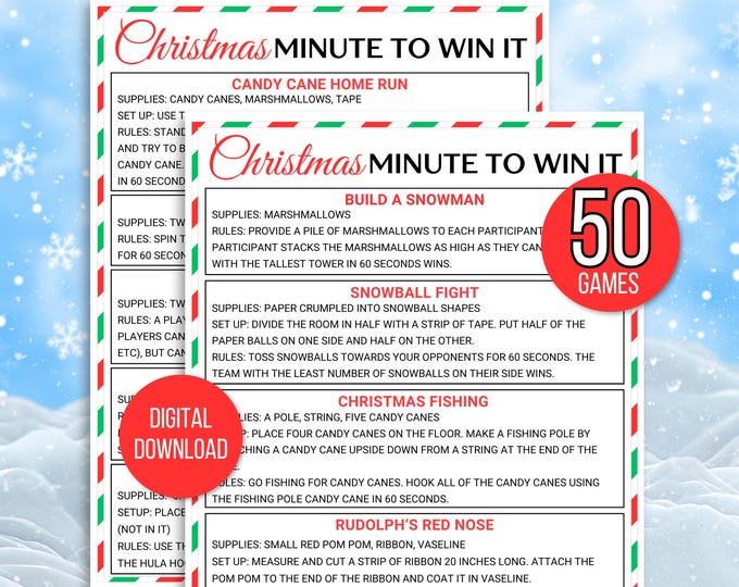 Christmas Minute to Win It Games for Kids - Etsy Canada