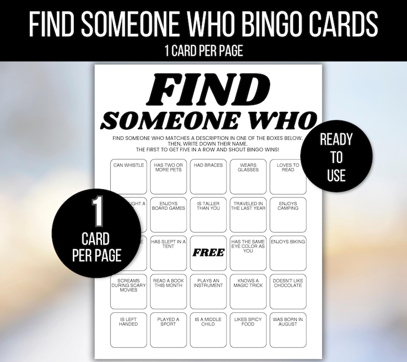 Find Someone Who Bingo, Find Someone Who Bingo Template, Get to Know ...