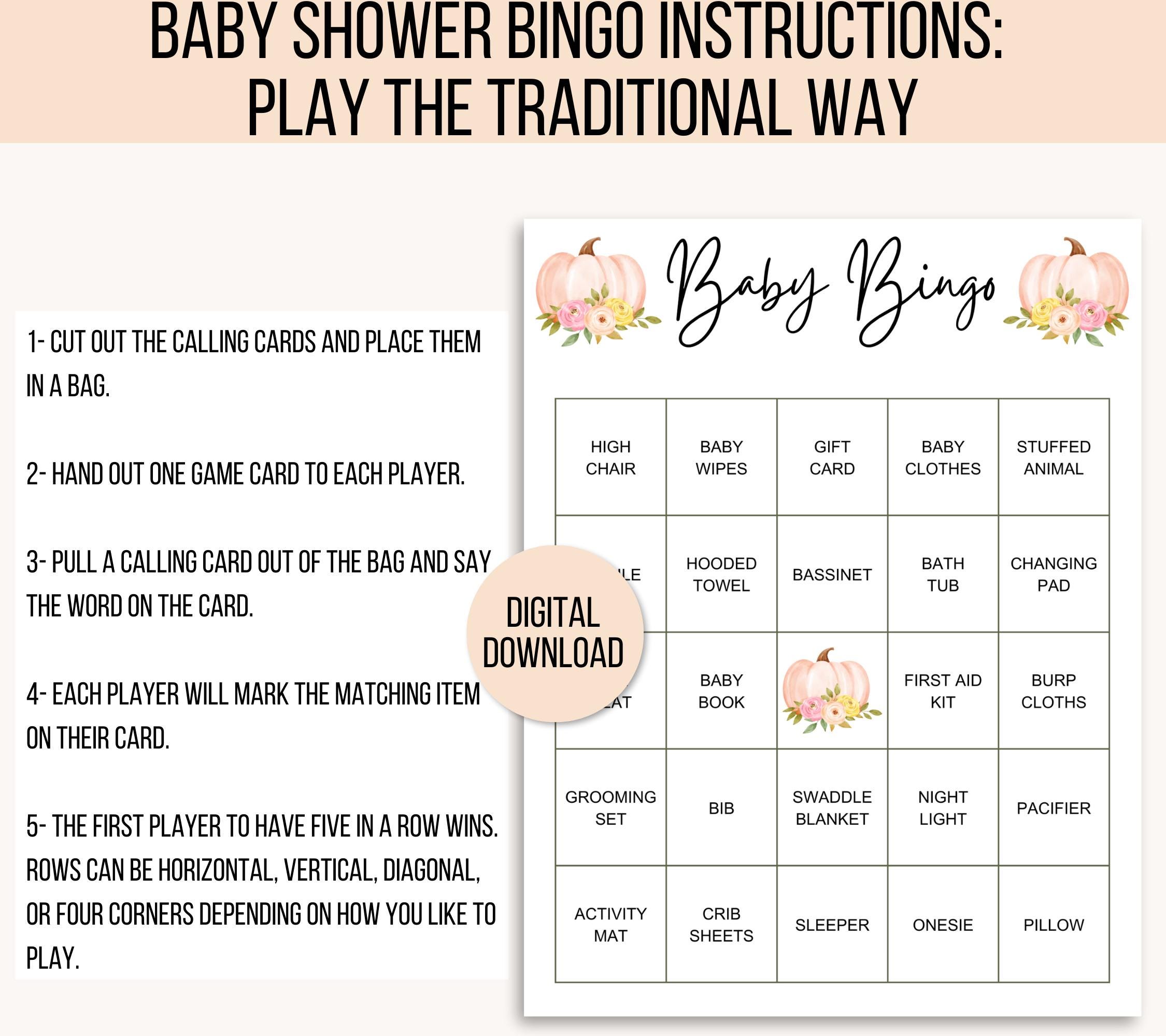 60 Fall Baby Shower Bingo Cards, Fall Baby Shower Games, Little Pumpkin ...