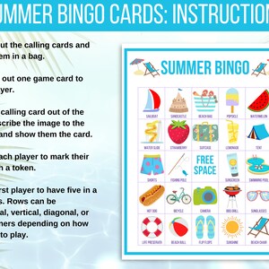 Summer Bingo, 30 Unique Printable Summer Bingo Cards, Summer Game ...
