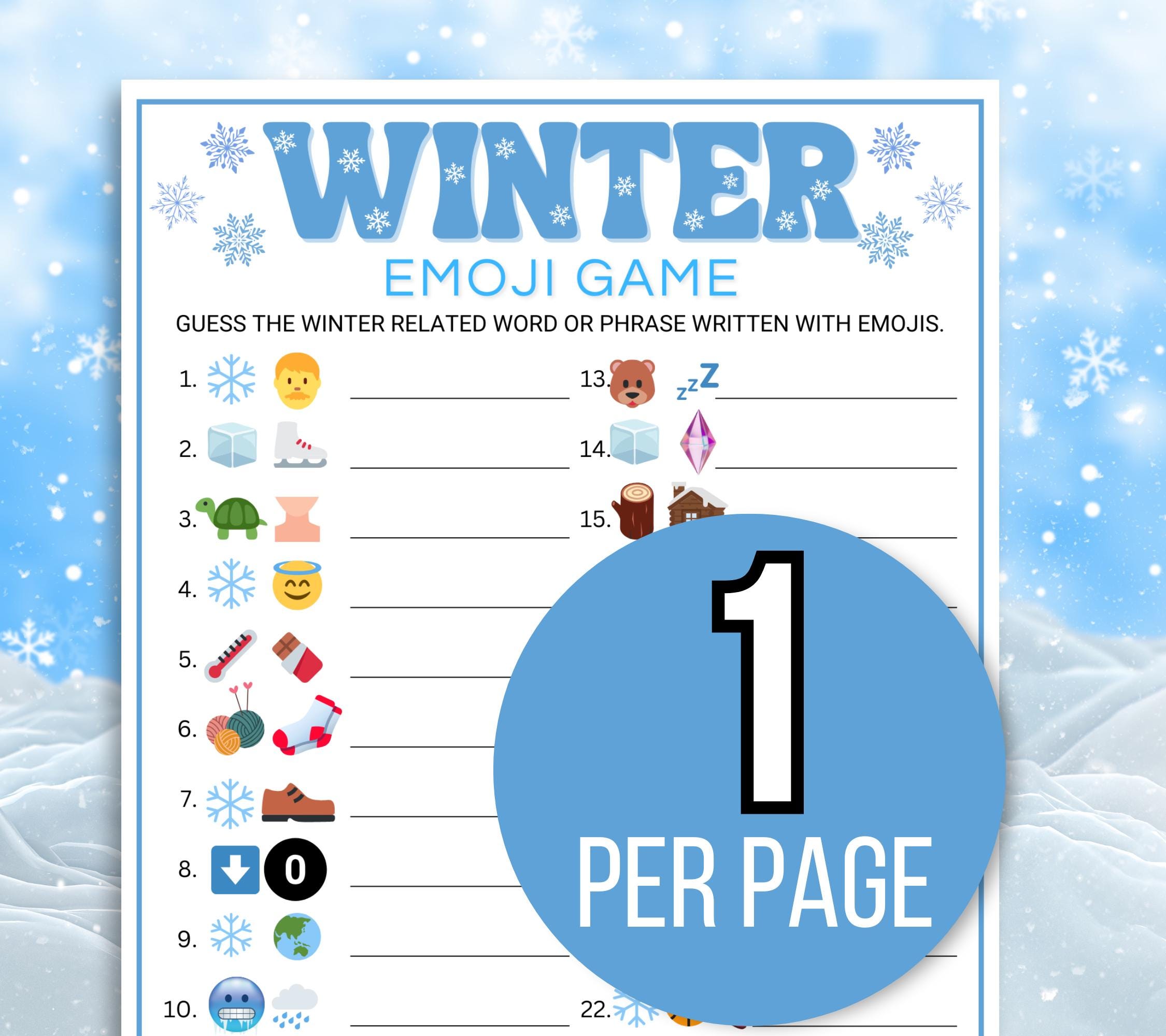 Winter Emoji Game, Emoji Winter Game, Winter Emoji Trivia Game, Emoji ...