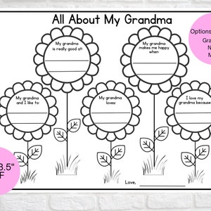 All About My Grandma Fill in the Blanks Questionnaire, Mother's Day ...