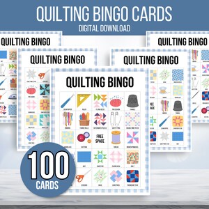 Quilt Bingo, 100 Printable Quilt Bingo Cards, Quilting Bingo, Quilting ...