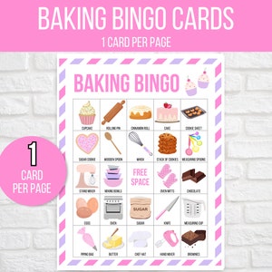 Baking Bingo, 30 Printable Baking Bingo Cards, Baking Birthday, Baking ...