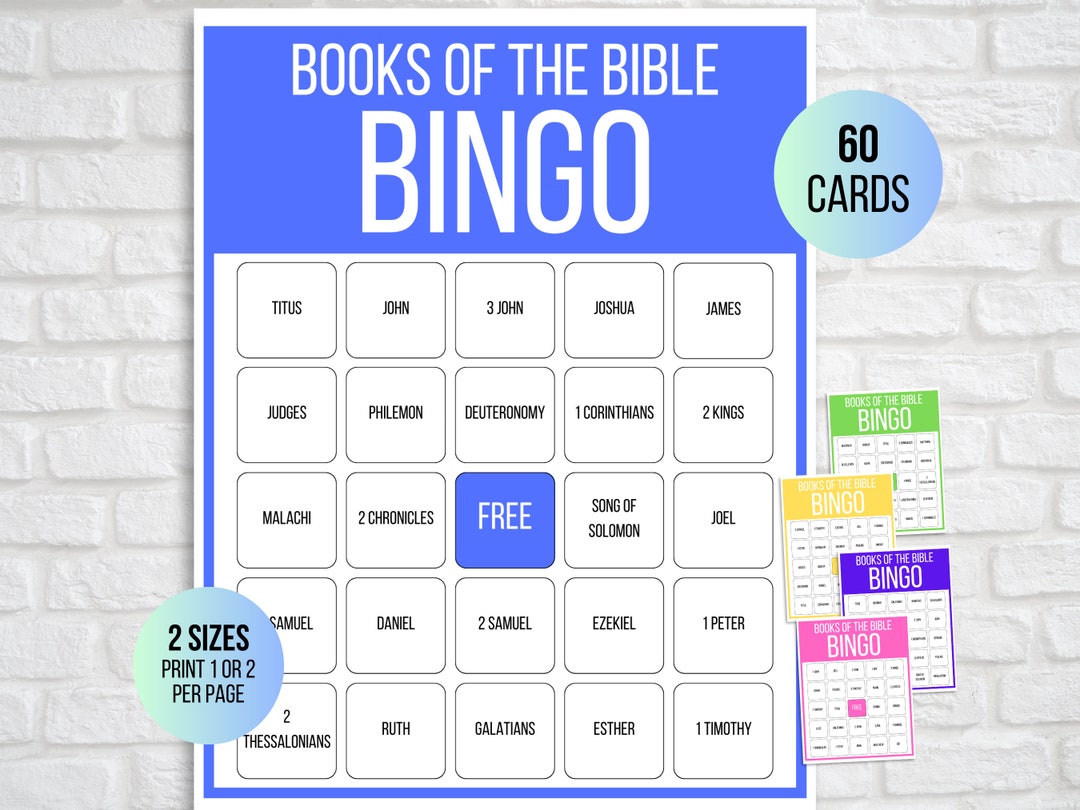 Books of the Bible Bingo, Bible Bingo, 60 Bible Bingo Cards, Bible ...
