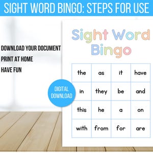 Sight Words Bingo, 120 Sight Words Bingo Cards, Fry's First 100 Words ...