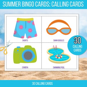 Summer Bingo, 30 Unique Printable Summer Bingo Cards, Summer Game ...