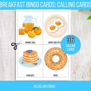 Breakfast Bingo, 30 Printable Breakfast Bingo Cards, Breakfast Bingo ...