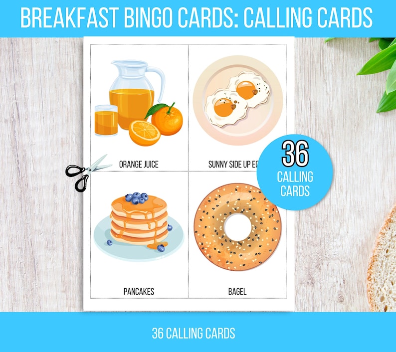 Breakfast Bingo, 30 Printable Breakfast Bingo Cards, Breakfast Bingo ...