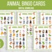 Animal Bingo, 30 Printable Animal Bingo Cards, Animal Party Game ...
