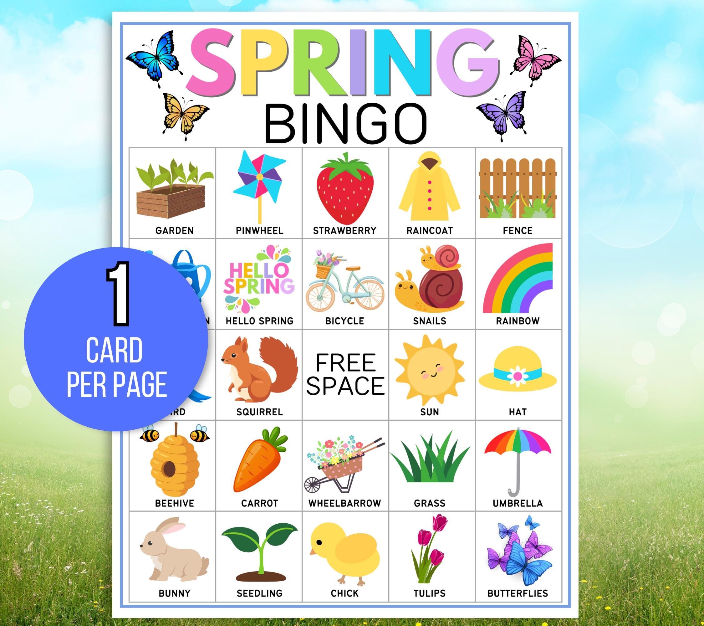 Spring Bingo, 60 Printable Spring Bingo Cards, Spring Party Game ...