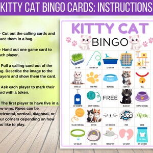 Cat Bingo, 30 Printable Kitty Cat Bingo Cards, Cat Birthday Party Game ...