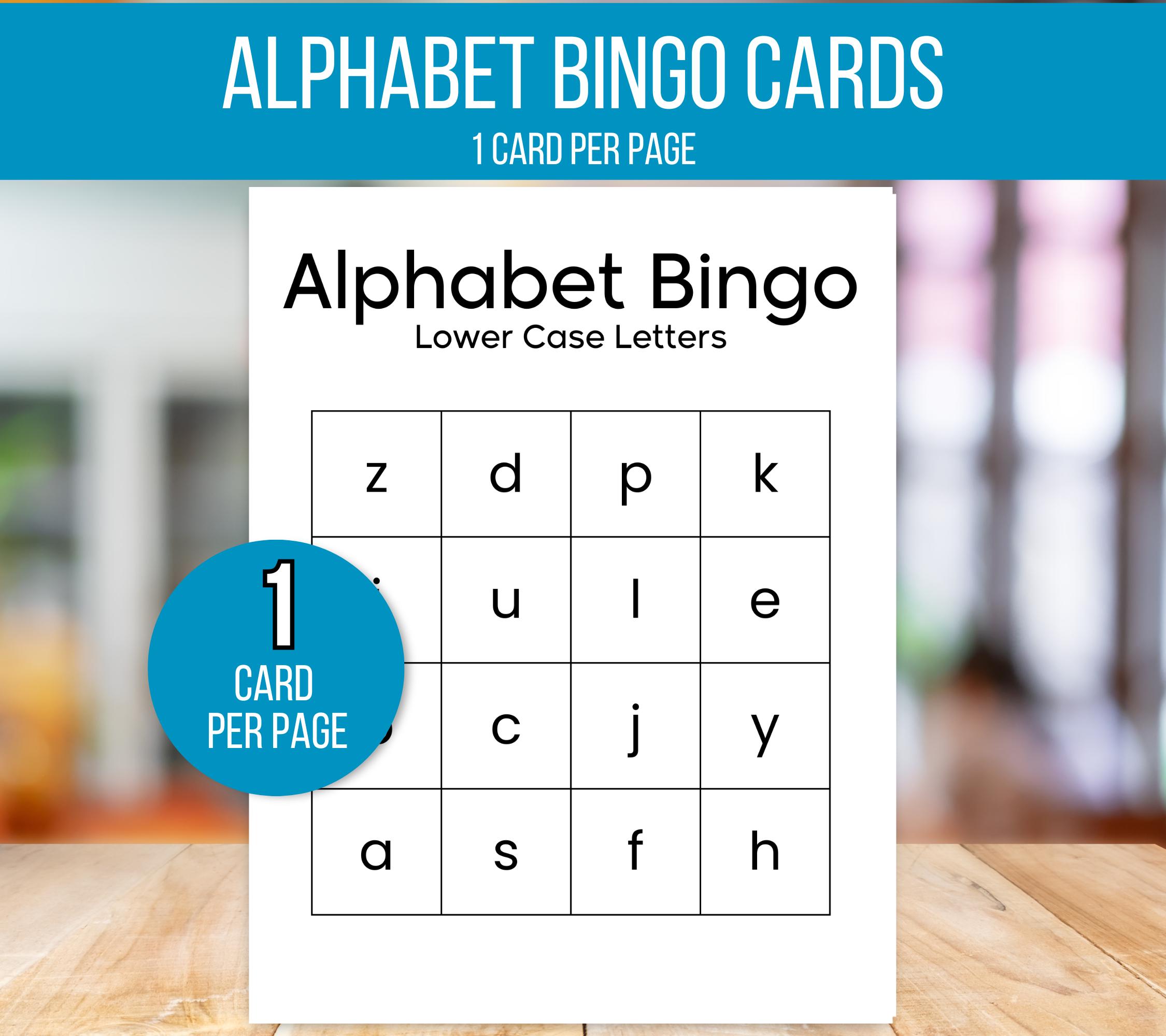 Alphabet Bingo, 100 Printable Alphabet Bingo Cards, ABC Practice, ABC ...