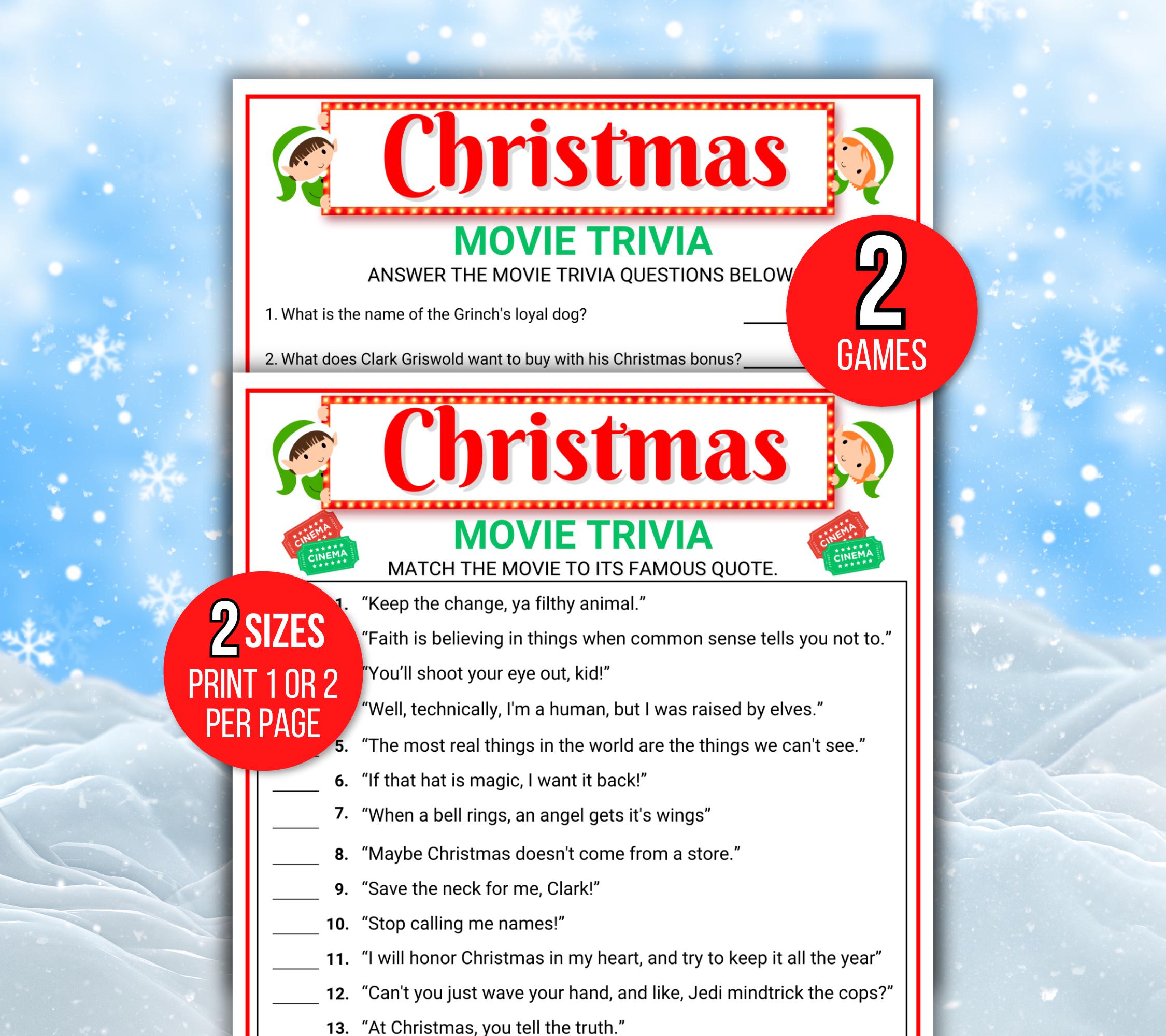 Christmas Movie Quote Trivia Game, Christmas Movie Trivia, Christmas ...