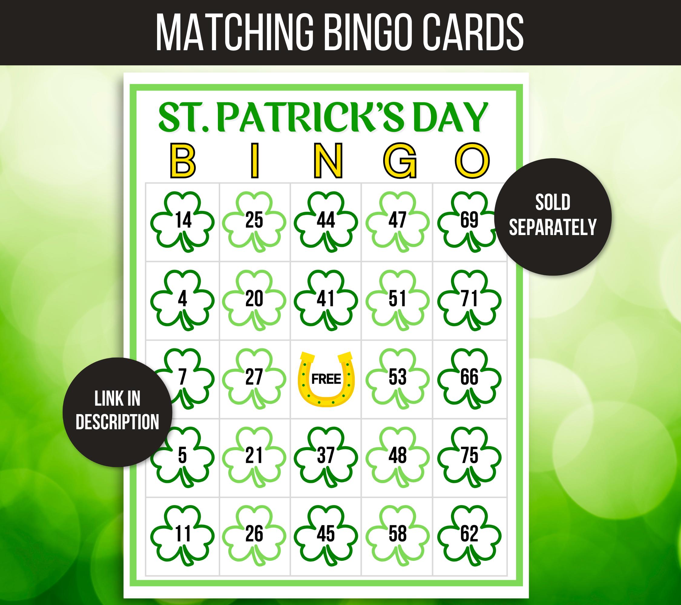 St. Patrick's Day Bingo, 50 St. Patrick's Bingo Cards, St. Patrick's ...