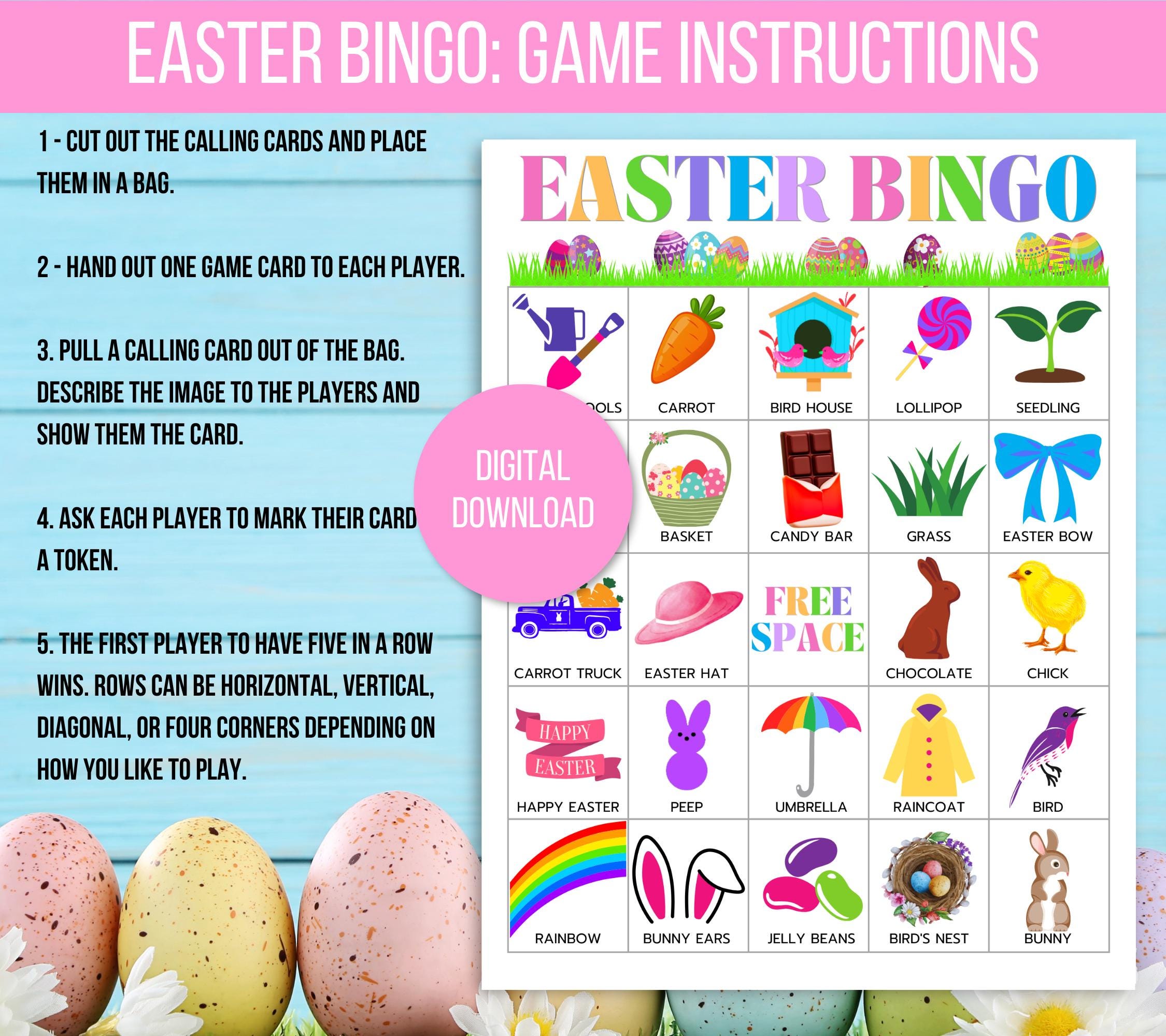 Easter Bingo, 30 Printable Easter Bingo Cards, Easter Activity for Kids ...