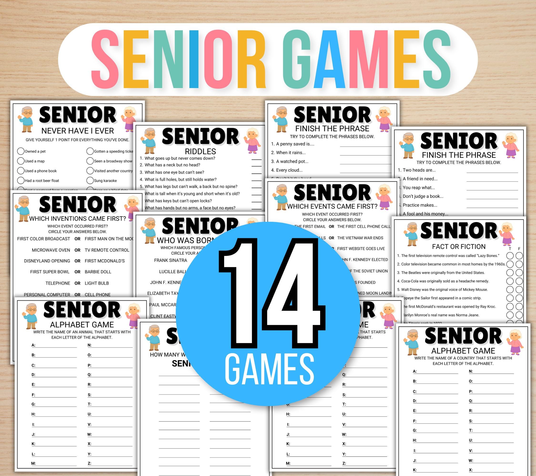 Senior Games Bundle, Senior Party Games, Senior Riddles, Brain Games ...