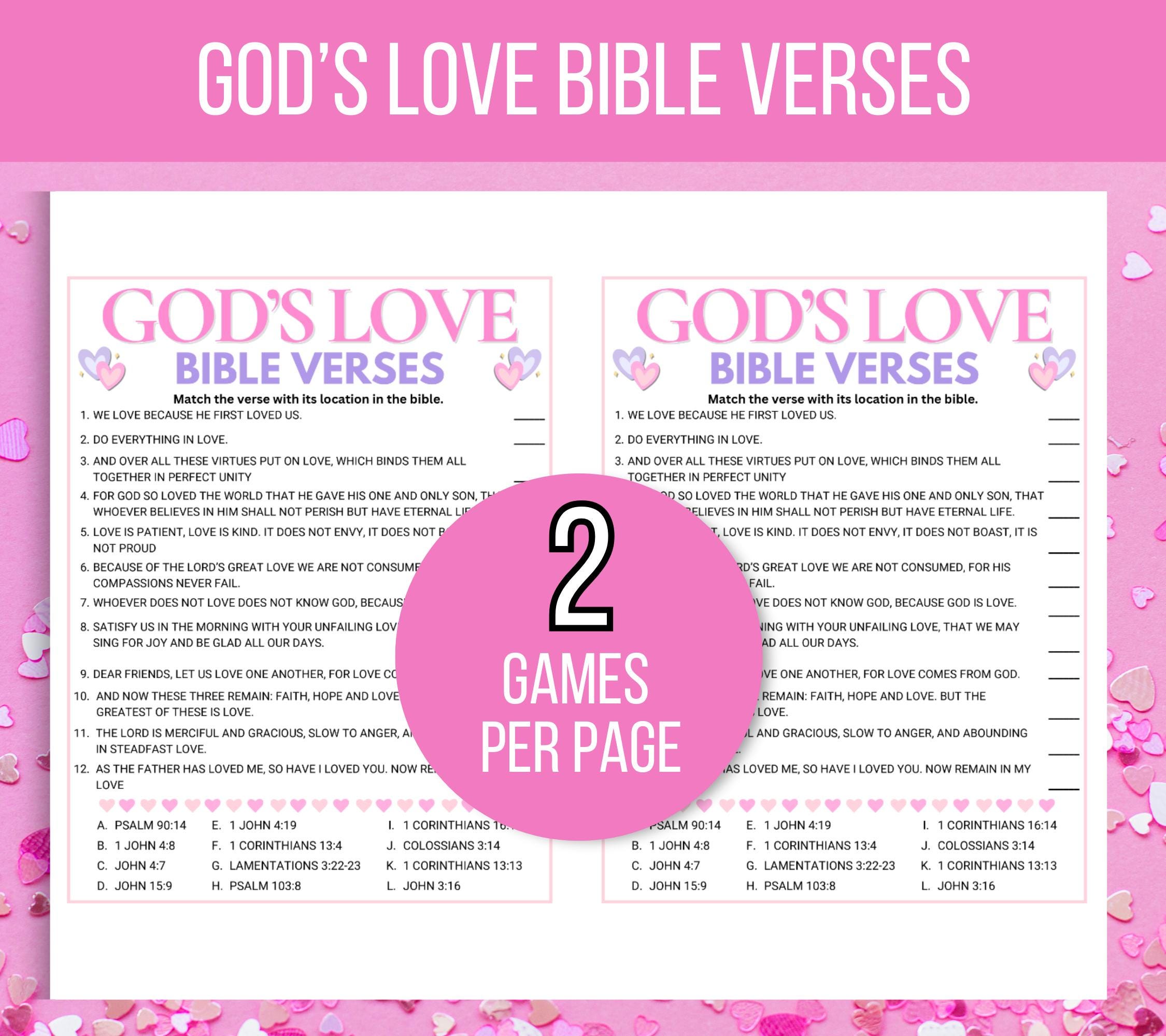 Gods Love Bible Verses Game, Gods Love Game, Valentine’s Bible Trivia ...