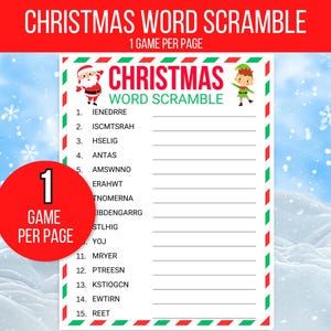 Christmas Word Scramble, Holiday Word Scramble, Fun Christmas Game ...