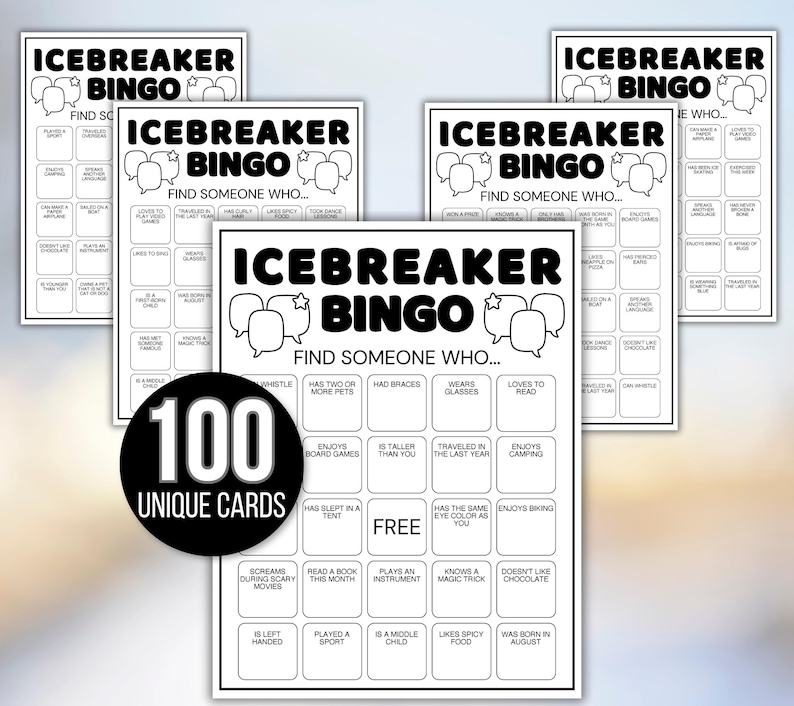 Icebreaker Bingo, Editable Icebreaker Bingo, Find Someone Who Bingo ...