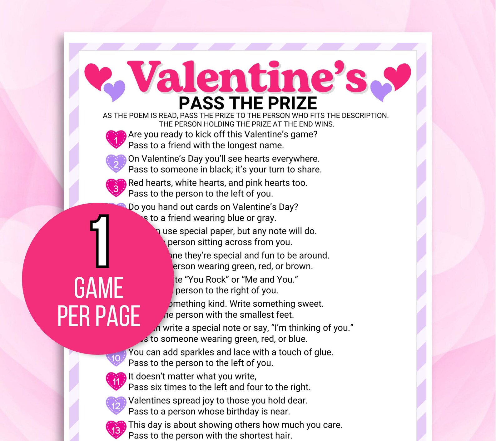 Valentines Pass the Prize Game, Valentines Pass the Present Game ...