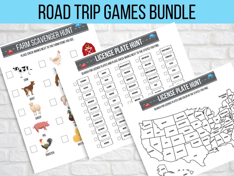 Kids Road Trip Games Printable Travel Activities Road Trip - Etsy