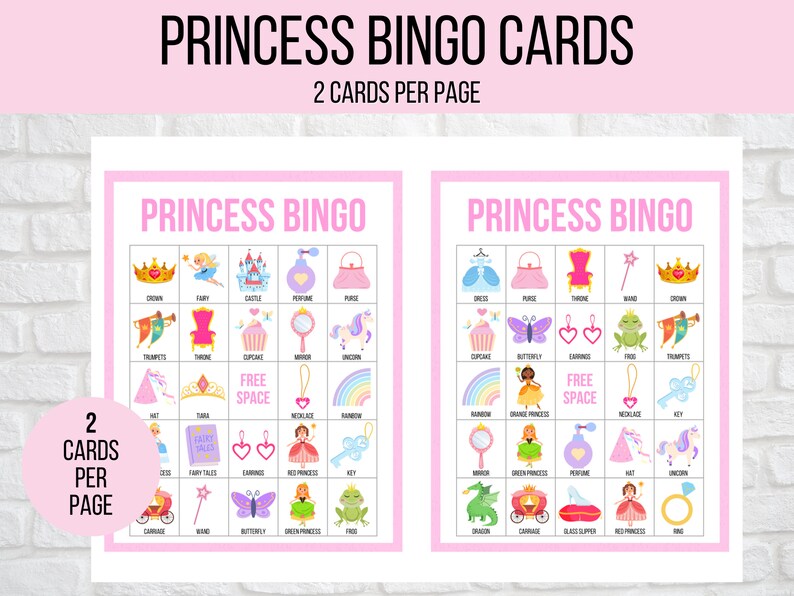 Princess Bingo 30 Printable Princess Bingo Cards Princess - Etsy