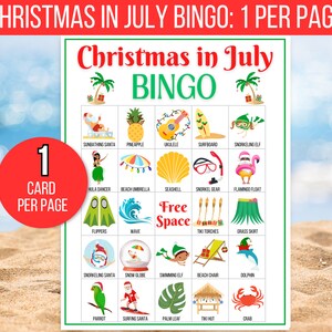 Christmas in July Bingo, 30 Christmas in July Bingo Cards, Christmas ...