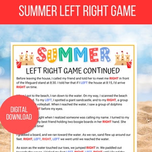Summer Left Right Game, Summer Left Right Poem, Summer Pass the Prize ...