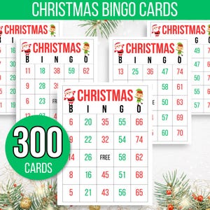 300 Christmas Bingo Cards, 1, 2, or 4 per Page, Christmas Party Game ...