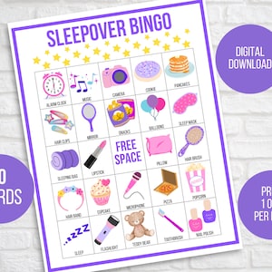Sleepover Bingo Sleepover Game Slumber Party Bingo Pajama - Etsy