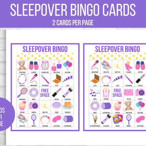Sleepover Bingo Sleepover Game Slumber Party Bingo Pajama - Etsy