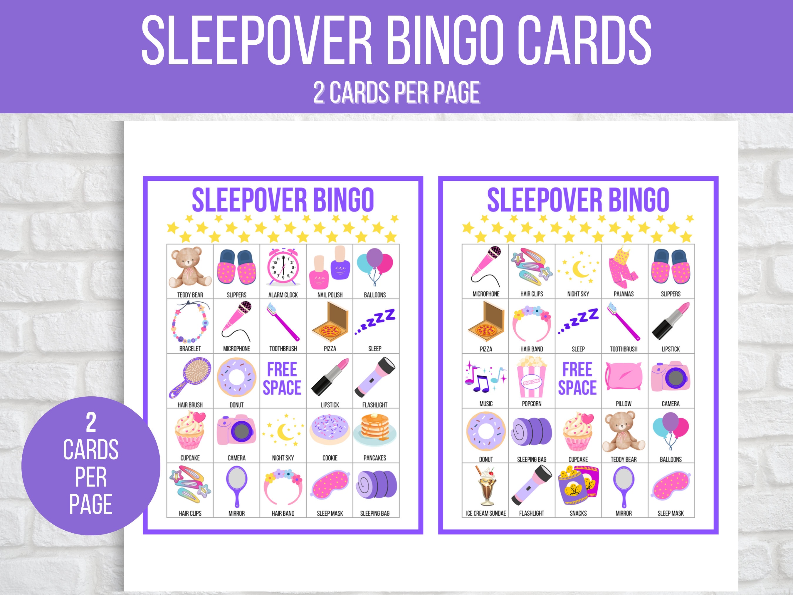 Sleepover Bingo Sleepover Game Slumber Party Bingo Pajama - Etsy Australia