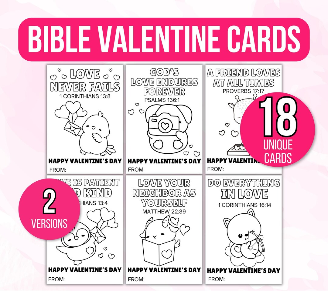 Bible Verse Valentine Cards, Bible Verse Coloring Valentine Cards, 18 ...